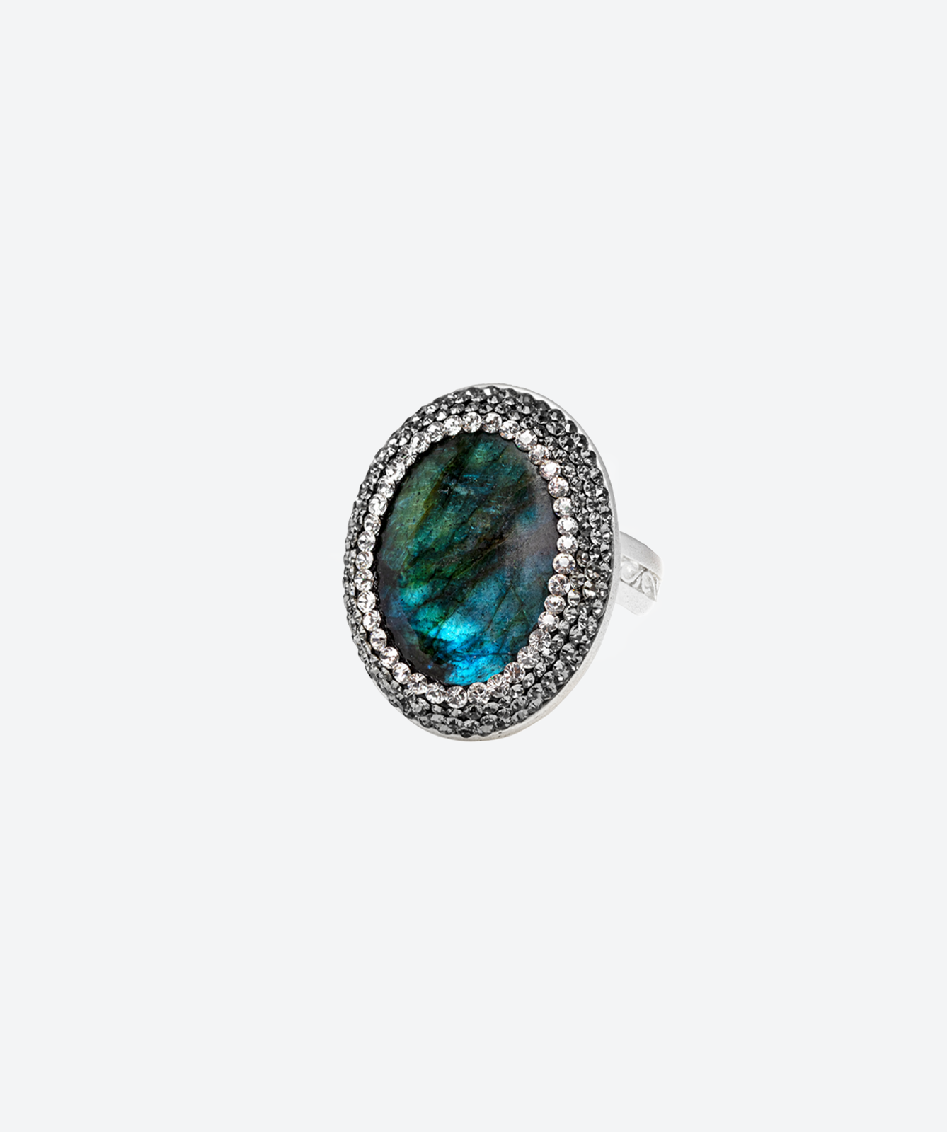 Oval Semi Precious Gemstone Swarovski Crystal Ring | Exude Confidence ...