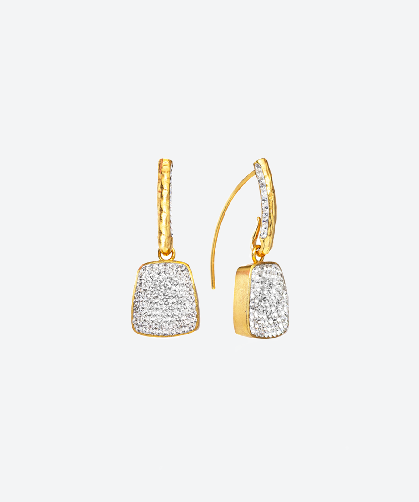 Rectangle Gold and Silver Swarovski Crystal Loop Earrings – La Costa